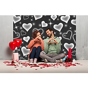 Mocsicka Black Heart 2000s Backdrop for Photoshoot 90s Photo Backdrop Decorations Old School Love Heart Women Men Happy Birthday Photography Background Banner Photo Booth