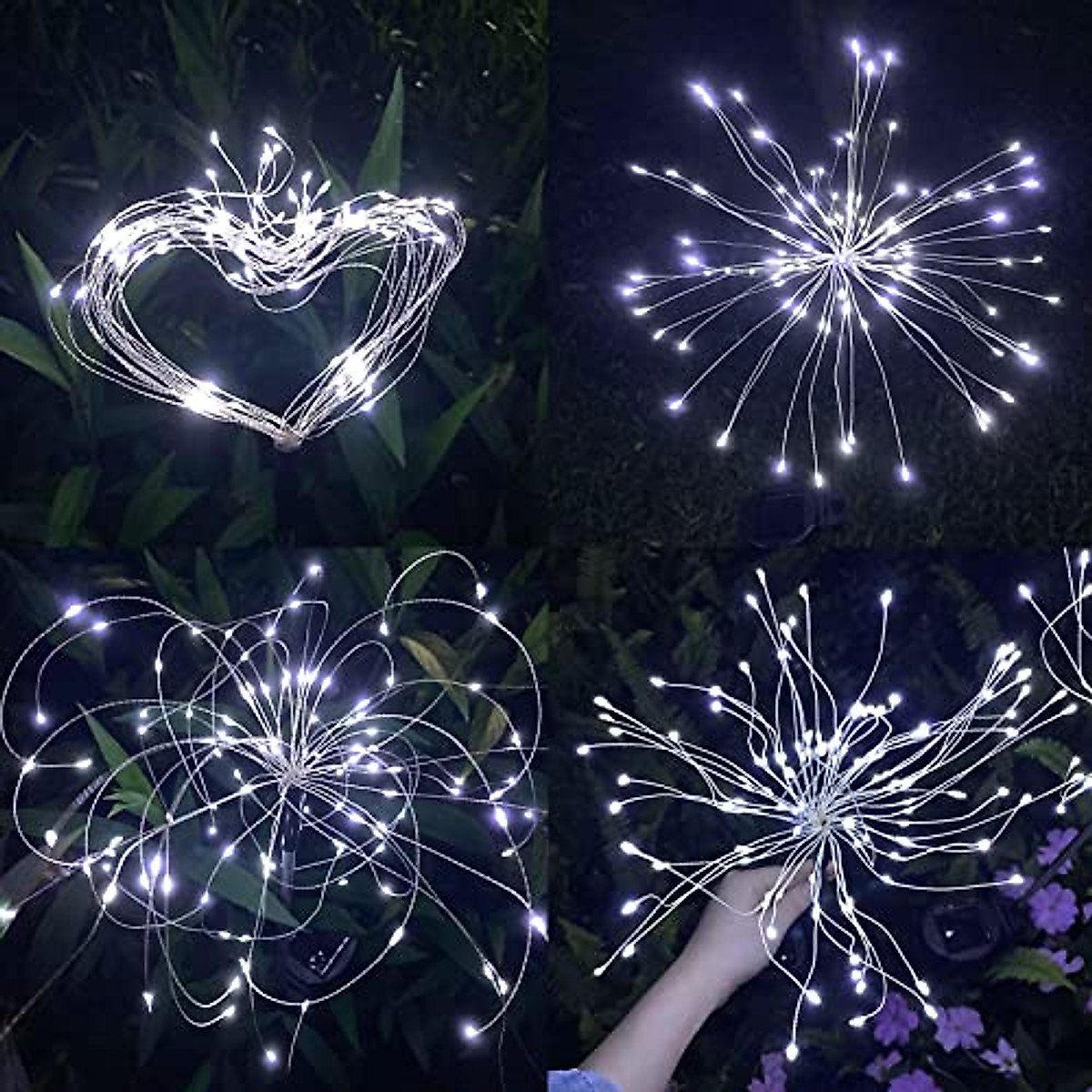Dengduoduo 2 Pack Solar Garden Lights, Solar Firework Lights, Solar Lights Outdoor Waterproof with 2 Lighting Modes, Landscape Light for Walkway, Garden, Patio, Yard, Flowerbed, Parties (Cool White)