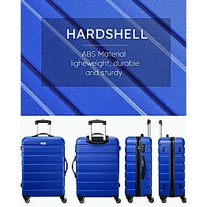 Luggage 3 Piece Sets Hard Shell Luggage Set with Spinner Wheels, TSA Lock, 20 24 28 inch Travel Suitcase Sets, Bright Blue
