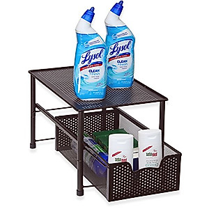 SimpleHouseware Stackable Under Sink Cabinet Sliding Basket Organizer Drawer, Bronze