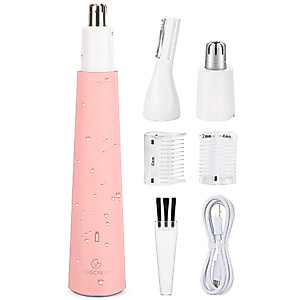 VG VOGCREST Eyebrow Trimmer & Nose Hair Trimmer for Women, Precision Lady’s Clipper for Nose Eyebrow Ear Body Hair Removal, Painless IPX7 Waterproof Rechargeable Cordless Electric Razor or Shaver