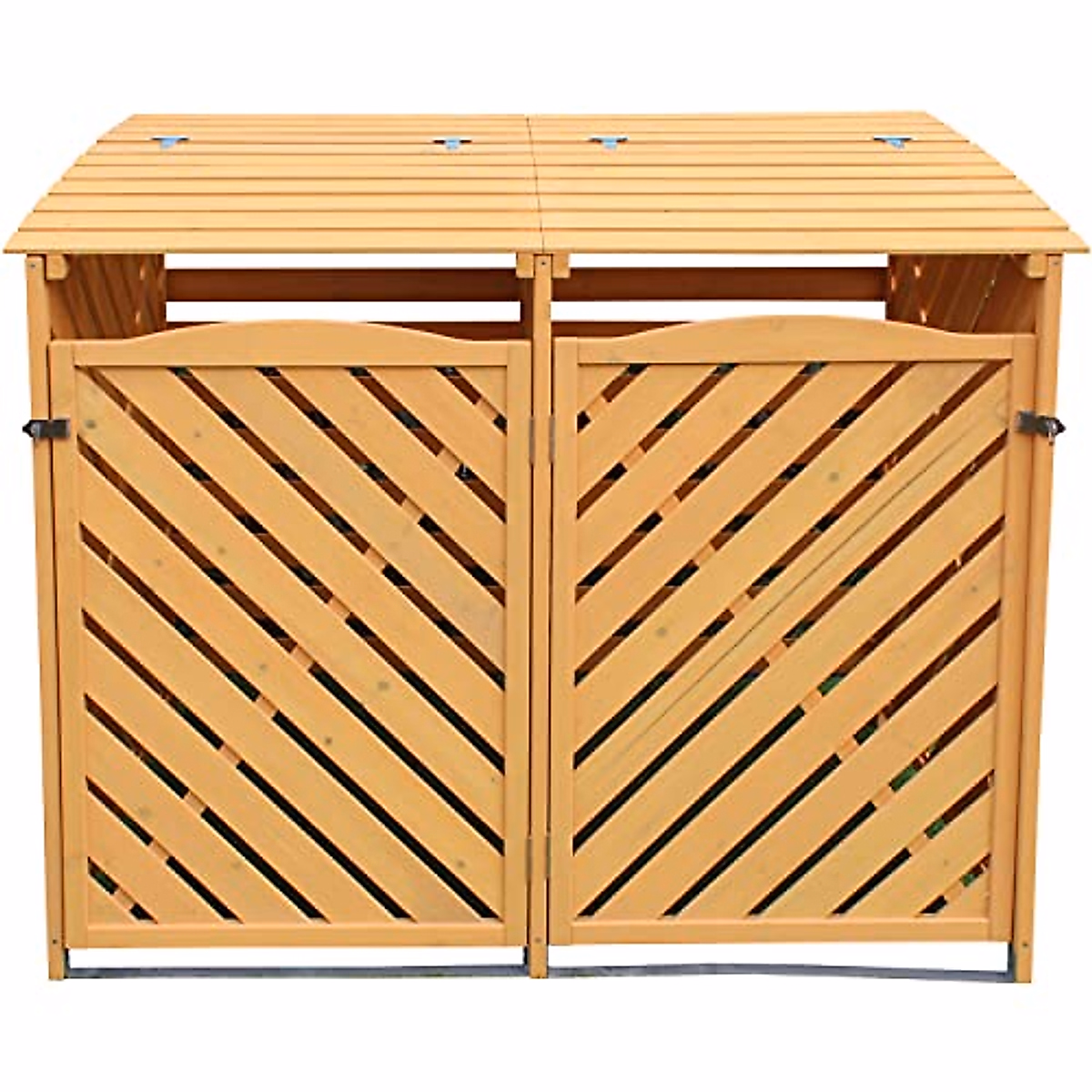 Hanover Outdoor 4.9 ft. x 4 ft. Wooden Trash Bin and Recyclables Storage Shed Natural