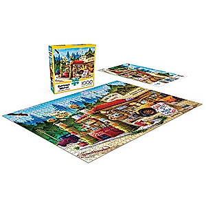 Buffalo Games - Cartoon World - Pine Road Service - 1000 Piece Jigsaw Puzzle Red, Brown, Green, Yellow, 26.75"L X 19.75"W