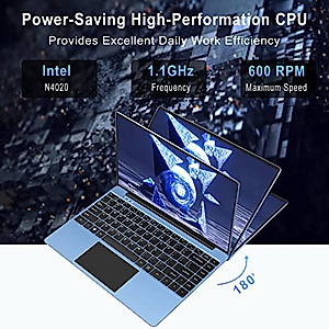Ruzava 14" Laptop 6GB RAM 128GB SSD Traditional Laptops Computer Win 2.4G+5G WiFi BT 4.2 USB Adapter 1920x1080 FHD WOZIFAN with Wireless Mouse for Business Entertainment-Blue