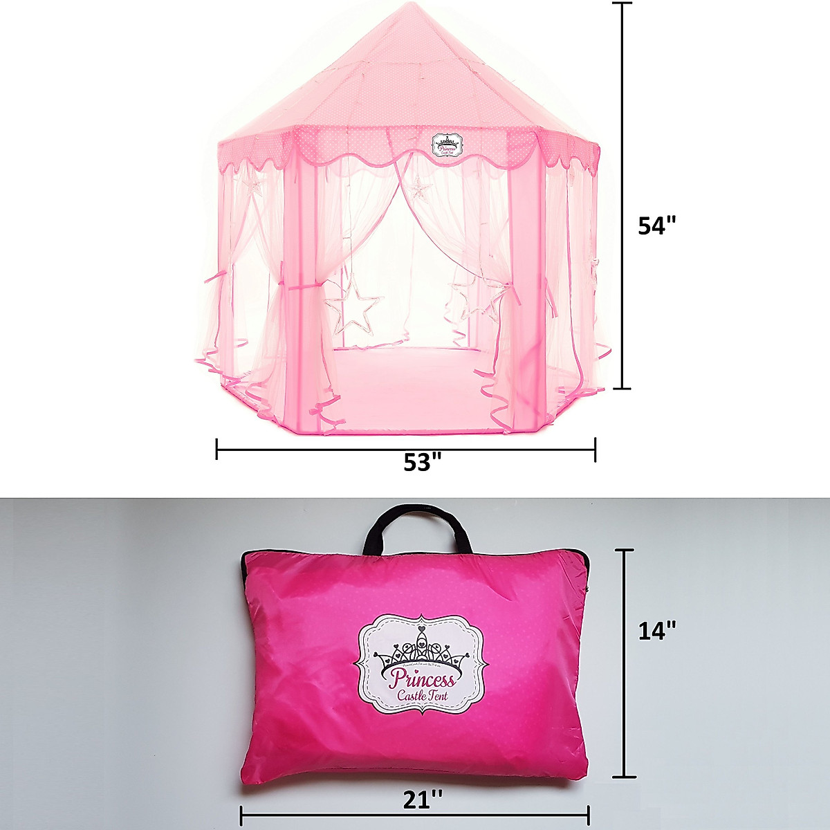 Princess Castle Playhouse Tent Toy for Girls, Pink Kids Play House Indoor, Christmas Birthday Gift for Little Girls Age 3 4 5 6 7, Play Tent for 3-10 Year Old Girl