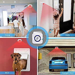 Indoor Motion Sensor Alarm-SanJie Door Bed Alarms and Fall Prevention Alert for Elderly/Kids/Caregivers, Bed Sensor Alarm for Dementia Patients with 5 Adjustable Volume Mute Mode for Garage