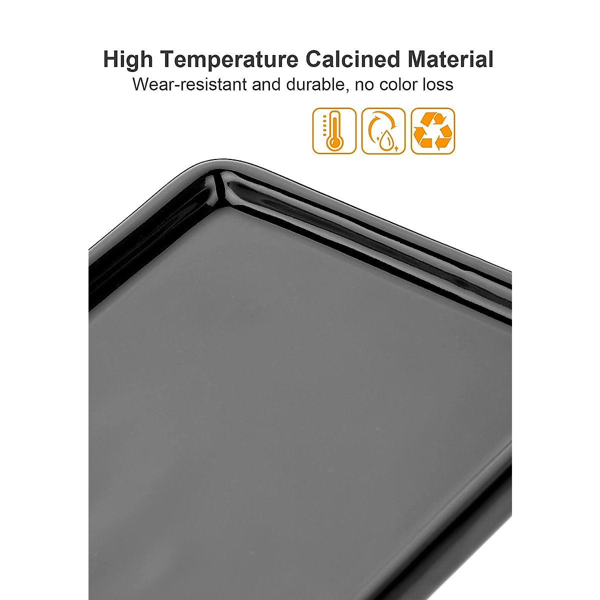 Nucookery 10" Serving Tray,Porcelain Kitchen Rectangle Platter,Ceramic Bathtub Organizer, Black (10", Set/1)