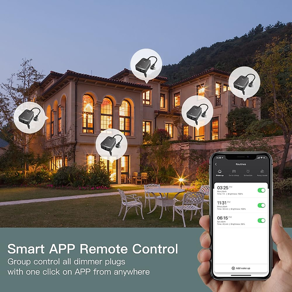 [New Version] TREATLIFE Outdoor Smart Dimmer Plug, 2 Individual Control Sockets, 600W, Compatible with Alexa, Google Home, IP64 for Outdoor String Lights, Dusk to Dawn, 2.4Ghz WiFi Only