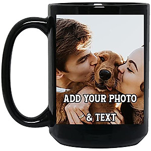 Sweet Love Personalized Text Picture Coffee Mug, Custom Mug Upon You, Photo Name On Cup, Add Multiple Images To Gift for Birthday Xmas Father & Mother Day - Black 15 Oz