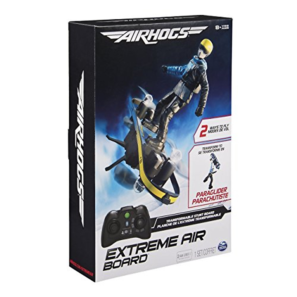 Air Hogs 2-in-1 Extreme Air Board, Transforms from RC Stunt Board to Paraglider, for Ages 8 and Up