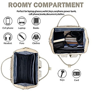 EMPSIGN Laptop Backpack for Women 17 Inch Travel Backpack, Large Capacity 40L Compuer Backpack Purse, Waterproof Stylish Business College Backpack with USB Port, Quilted Beige