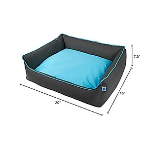 Totally Pooched Explore Bolster Dog Bed with EVERFRESH Probiotic Technology for Natural, Non-Toxic Odor Control- Blue, Small
