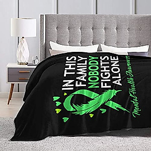 in This Family Nobody Fights Alone Mental Health Awareness Flannel Fleece Throw Blanket ,Softest Super Fluffy Bed Plush Blanket Throw, Sofa Luxury Cozy Couch Blanket 80"x60"