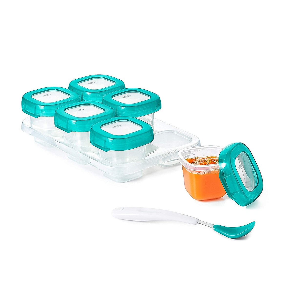 OXO Tot Baby Blocks Food Storage Containers, Teal, 2 Ounce - Set of 2