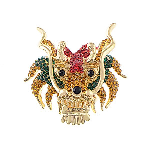 Alilang Multicolor Rhinestone Crystal Lunar New Year Chinese Zodiac Eastern Dragon Lion Head Ring