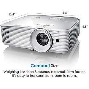 Optoma EH412 1080P HDR DLP Professional Projector | Super Bright 4500 Lumens | Business Presentations, Classrooms, and Meeting Rooms | 15000 Hour Lamp Life | 4K HDR Input | Speaker Built in , White