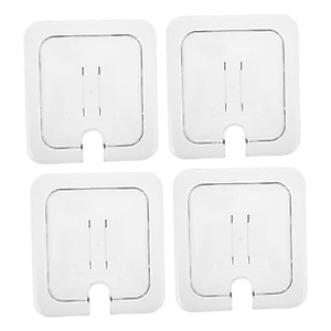 Hoement 4pcs Dinner Plate Cover Universal Pan Cover Polycarbonate Food Pan Lids Polycarbonate Cover with Handle Pan Covers Hotel Food Pan Cover Steam Pan Cover Transparent Plastic