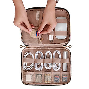 BAGSMART Large Electronics Organizer Travel Case, Travel Essentials, Cord Organizer Travel Cable Organizer Bag, Travel Accessories for Women, Pink