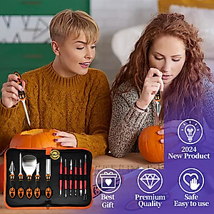 Unilove Halloween Pumpkin Carving Kit Professional and Heavy Duty Stainless Steel Tools (11PCS)