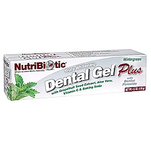 NutriBiotic – Dental Gel Plus, Truly Whitening, Wintergreen, 4.5 Oz | with GSE, Aloe, Vitamin C, Baking Soda & Dental Peroxide | Support Healthy Teeth & Gums | Fluoride-Free