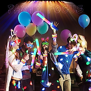 373 Pcs Glow in the dark party supplies For Adults Kids Glow Sticks neon party decorations with 10 LED Glasses 10 LED Cat & Rabbit Ear Headband 30 LED Bracelets & finger lights for Christmas Halloween