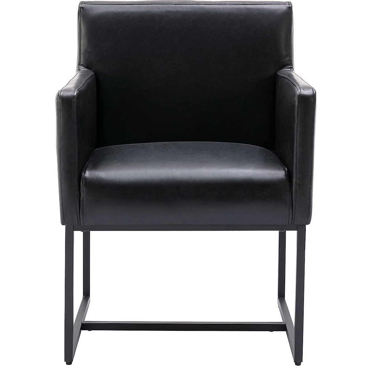 Set of 2 Upholstered Dining Chairs with Armrest, PU Leather Modern Accent Armchairs, Kitchen & Dining Room Chairs Side Chairs, Brown