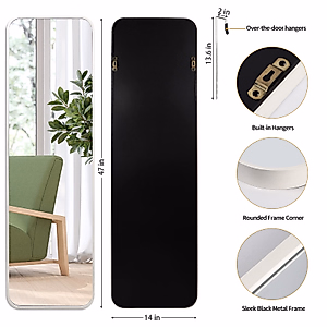 Giftgarden 14”x47” White Full Length Mirror Aluminum Frame, 47” Long Full-Mirror Tall Dressing Mirror, Wall Mounted or Hanging Over Door for Bedroom Bathroom Closet