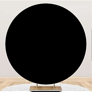 Leowefowa Black Backdrop Round Cover 6.5ft Black Photo Backdrop Pure Black Circle Backdrop Stand Cover Birthday Wedding Baby Shower Bridal Shower Engagement Party Decor Banner Photo Booth Props