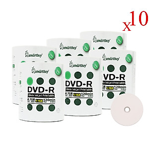 Smartbuy 6000-disc 4.7gb/120min 16x DVD-R White Inkjet Hub Printable Blank Data Recordable Media Disc