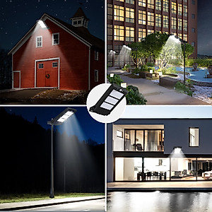 Upgraded Solar Street Lights Outdoor Waterproof Dusk to Dawn 5 Modes Motion Sensor Solar Security Light for Yard Parking Lot Garden (1 Pack)