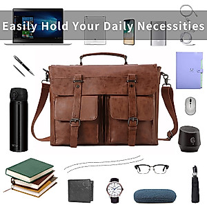 Leather Messenger Bag for Men,15.6 Inch Vintage Laptop Bag Briefcase Satchel
