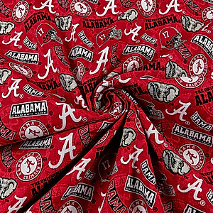 NCAA Alabama Crimson Tide 1178 Tone on Tone Red/White/Gray/Black, Fabric by the Yard