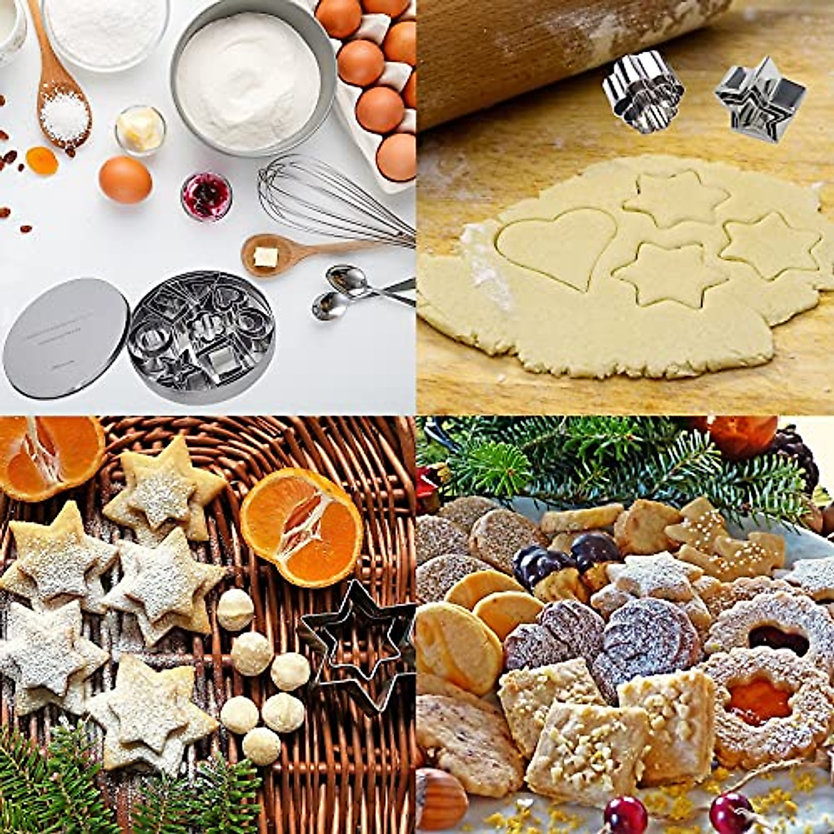 DflowerK 24 Mini Cookie Cutters Shapes Set Biscuit Cutters Stainless Steel Metal Baking Molds for Pastry Dough Donut Fruit Fondant Clay