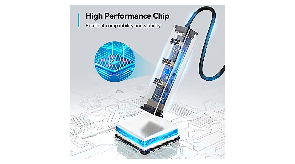 TECKNET USB C Ethernet Adapter + 3 Port USB 3.0 Hub | Gigabit