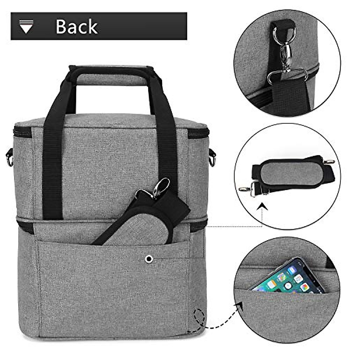 Luxja Breast Pump Bag with 2 Insulated Compartments for Breast Pump and Cooler Bag, Pumping Bag for Working Mothers (Fits Most Major Breast Pump), Gray