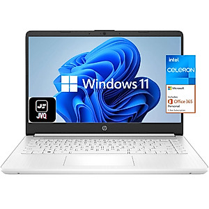 2022 Newest HP Stream 14" HD Laptop, Intel Celeron N4020(up to 2.8GHz), 8GB RAM, 128GB Space(64GB eMMC+64GB Card), 1-Year Office 365, WiFi, HDMI, USB-C, Webcam, Bluetooth, Windows 11S, White+JVQ MP
