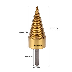 Hex Shank Drill Screw Cone, 42mm Ti Plating Split Tool Twist Firewood Splitter, Tree Stump Breaker Wood Cone Punch Drill Bit