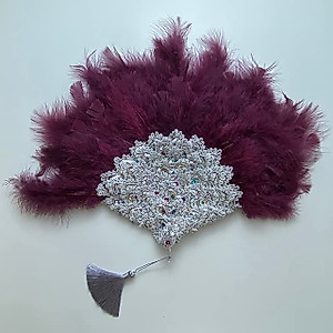 Msbfea Big Size Design African Orange Feather Fan Ladies Wedding Feather Fan for Bride Double Side Feather Nigerian Flower - 35cmx45cm Color 917