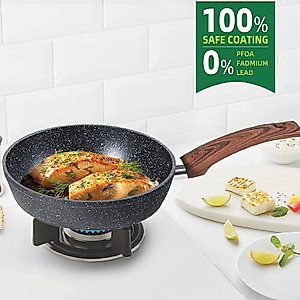 Kitchen Academy Induction Cookware Sets - 12 Piece Cooking Pan Set, Granite Black Nonstick Pots and Pans Set