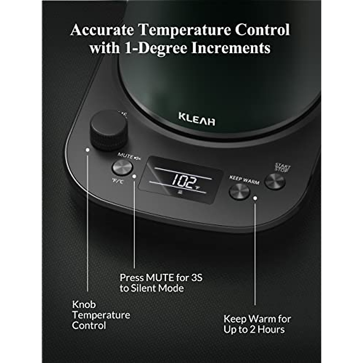 KLEAH Electric Kettle Gooseneck with Temperature Control Stainless Steel Automatic Shut Off Coffee Kettle Hot Water Boiler Pour Over Tea Kettle 1200 Watt Quick Heating Keep Warm, 0.8L for Gift