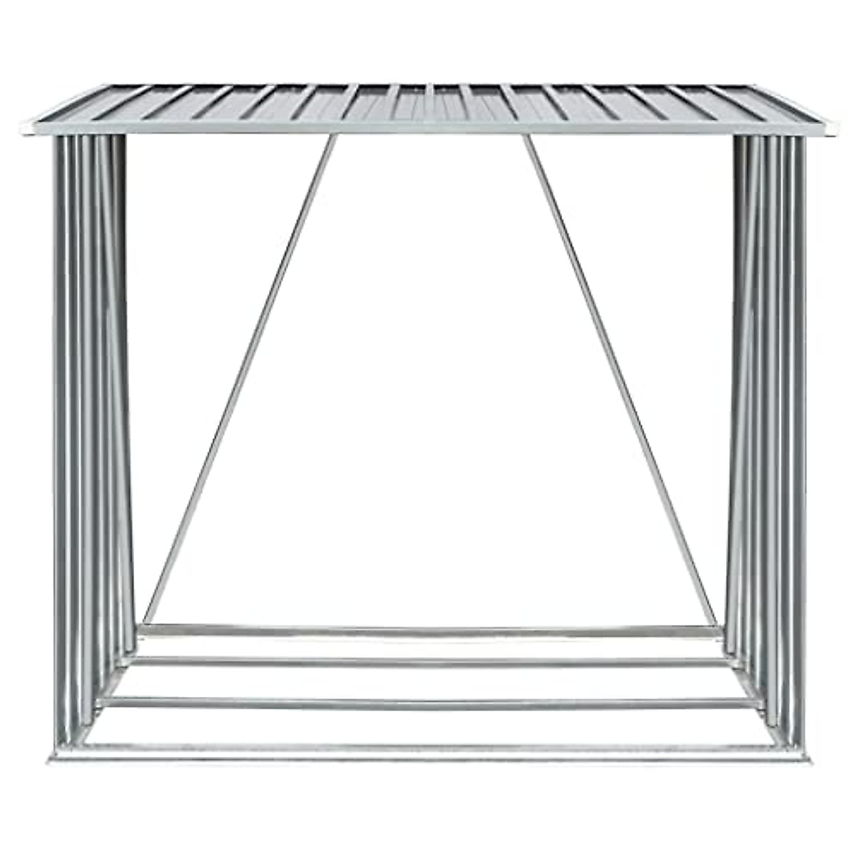 vidaXL Garden Log Storage Shed Firewood Shed Timber Storage Outdoor Patio Balcony Backyard Terrace Furniture Galvanized Steel 64.2" Anthracite