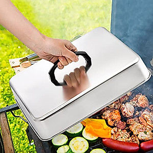 ZEAYEA 2 Pack 13 x 11.3 Inch Griddle Basting Cover, Stainless Steel Cheese Melting Domes, Rectangular Metal Steaming Cover, BBQ Grilling Accessories for Flat Top Griddle, Indoor or Outdoor Camping