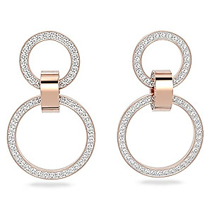 Swarovski Hollow Hoop Pierced Earrings with White Crystal Pavé, on an Interlocking Rose Gold-Tone Finish Circle Motif setting, Part of the Swarovski Hollow Collection