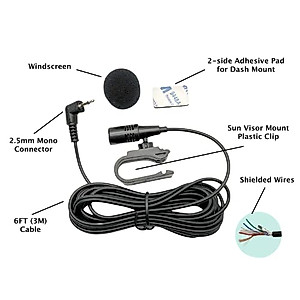 2.5mm Microphone Mic Handsfree Dash Car Stereo Receiver Compatible for Pioneer AVIC-5000NEX AVIC-5100NEX AVIC-5200NEX AVIC-5201NEX AVIC-7200NEX AVIC-8100NEX AVIC-8200NEX AVIC-X850BT AVIC-Z110BT