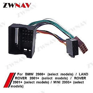 ZWNAV ISO Car Radio Wire Cable Wiring Harness Stereo Adapter Connector Adaptor Plug Power and LoudspeakerFit for BMW 2000+, Land Rover 2001+, Rover 2001+, Mini 2003+, (Selected Models)