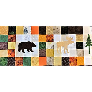 Autumn Table Runner Wall Hanging Kit - Fabric Charm Packs - 2.5-Inch Precut Fabric - Quilt Fabric - 100% Quilting Cotton - Quilting Fabrics - Cabin - Bear - Moose