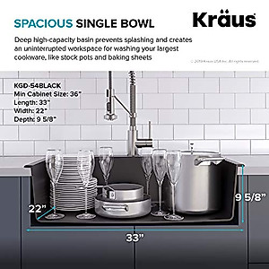 KRAUS Forteza™ 33” Dual Mount Single Bowl Granite Kitchen Sink in Black, KGD-54BLACK