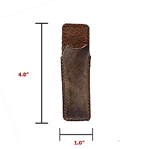 Hide & Drink, Rustic Leather Space Pen Individual Sleeve/Office Pouch for (3.75 In.) Adjustable Pens/Work & Office Essentials Handmade :: Bourbon Brown