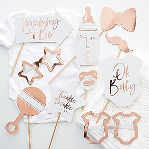 Ginger Ray 10 Pack Rose Gold Foiled Baby Shower Photo Booth Props Twinkle Twinkle Gold