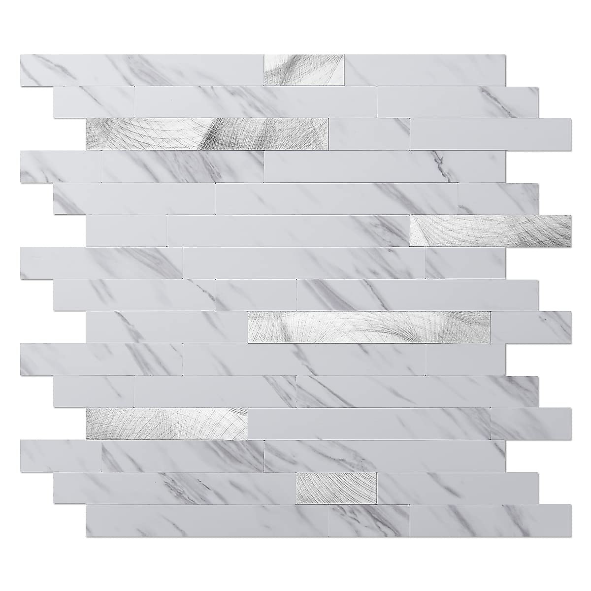 Art3d 10-Sheet Peel and Stick Backsplash Tile for Kitchen Bathroom Fireplace Laundry Room in White Marble Tone